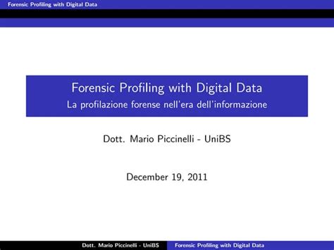 Forensic Profiling With Digital Data Ppt