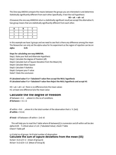 One Way Annova Pdf Analysis Of Variance F Test