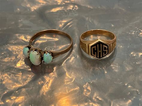 Lot 1925 10k Gold Class Ring And 10k Gold Opal Ring Lot 1925 10k Gold Class Ring And 10k Gold Opal Ring