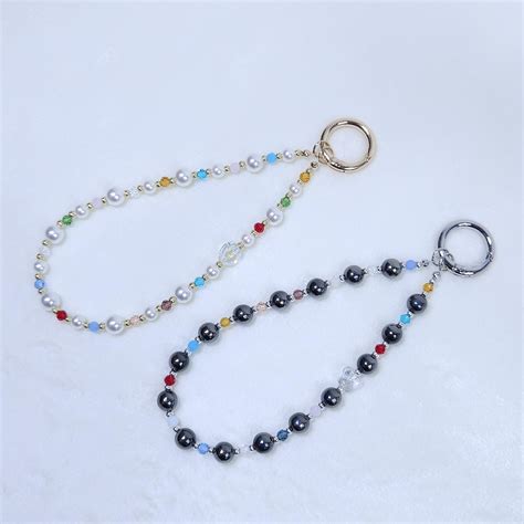 유니스 블링블링 진주 핸드폰스트랩 키링 진주 고리