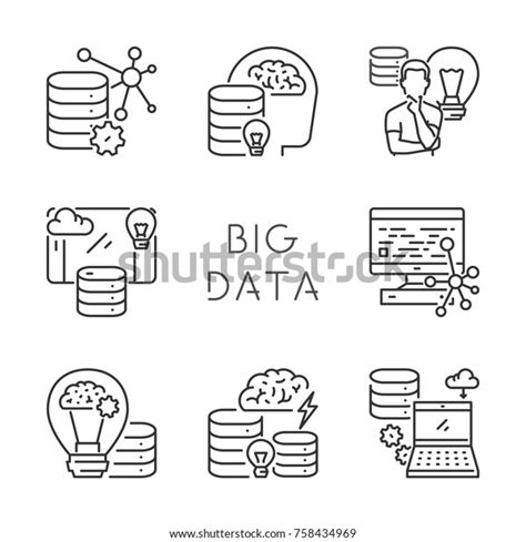 Vector Set Linear Icons Big Data Stock Vector Royalty Free Shutterstock