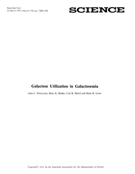 Pdf Galactose Utilization In Galactosemia
