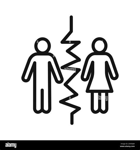 Divorce Icon Vector Symbol Or Sign Set Collection In Black And White Outline Stock Vector Image
