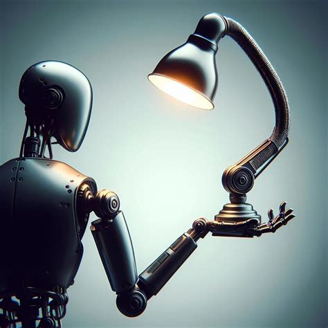 The Robot With The Lamp Premium Ai Generated Image
