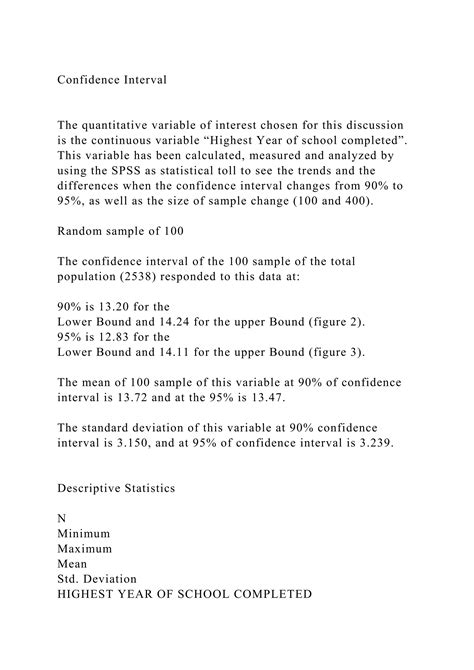 Confidence Intervalthe Quantitative Variable Of Interest Chose Docx