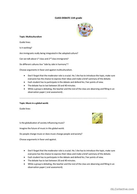 Class Debate English Esl Worksheets Pdf And Doc