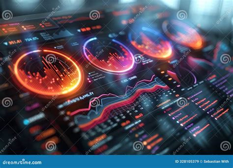 Futuristic Data Dashboard With Holographic Interface And Orange