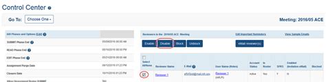 enabling and disabling reviewers for the meeting