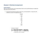 Module Minitab Assignment Docx Module Minitab Assignment Instructions Below You Will