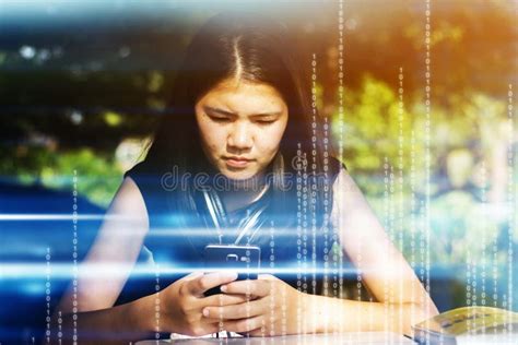 Woman Using Smart Phones Stock Image Image Of Student 90792603