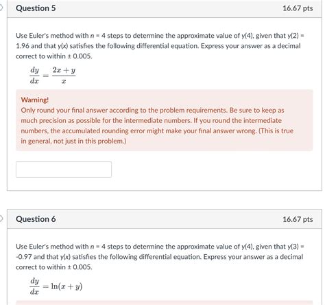 Solved Use Euler S Method With N Steps To Determine The Chegg