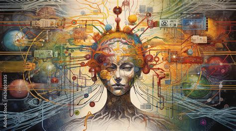 Euphoric Ai A Radical Brain Fusion Of Cybernetics And Spiritual Symbolism Stock Illustration