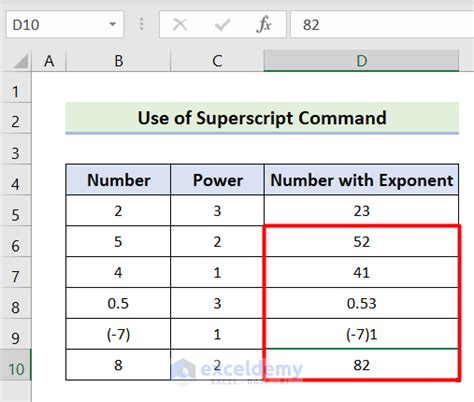 How To Display Exponents In Excel 6 Simple Methods