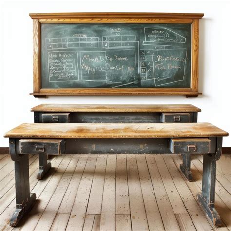 Classroom Chalkboard With Desks Bench Premium Ai Generated Image