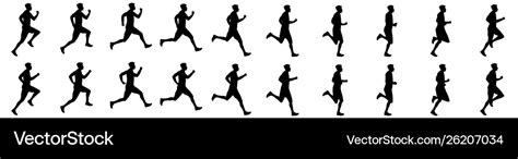Man Run Cycle Animation Sequence Silhouette Vector Image