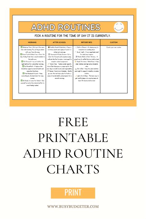Free Printable Adhd Routine Charts For Busy Families The Busy Budgeter