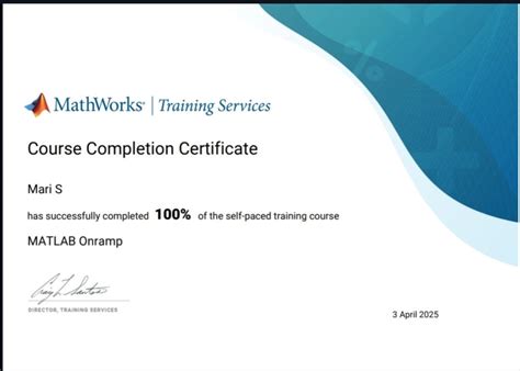 I Have Just Completed The Matlab Onramp Course And Basic Simulations This Mari S