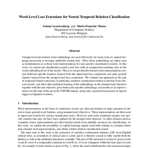 Word Level Loss Extensions For Neural Temporal Relation Classification Acl Anthology