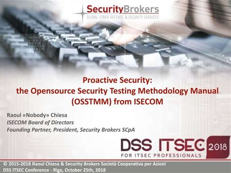 Proactive Security The Opensource Security Testing Methodology Manual