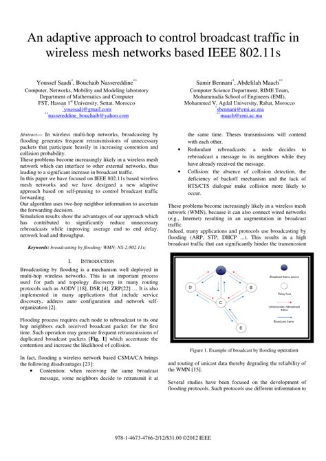 Pdf An Adaptive Approach To Control Broadcast Traffic In Wireless Mesh Networks Based Ieee 802 11s