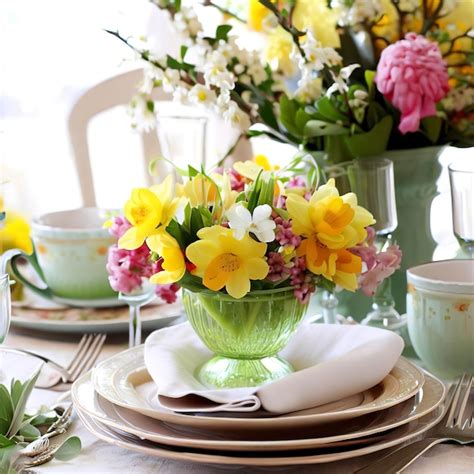 Premium Ai Image Spring Table Setting