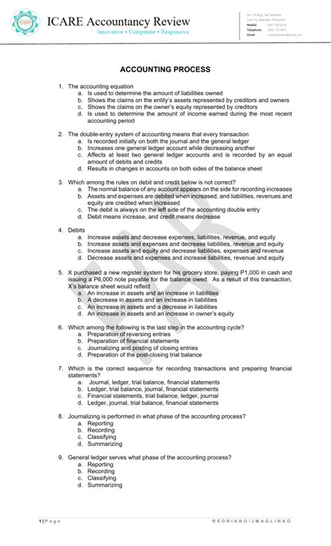 Accounting Process Exam