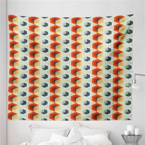 Geometric Tapestry Hexagonal Comb Pattern Abstract Rhombus Borders Modern Fabric Wall Hanging