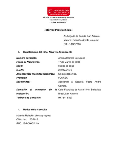 Ejemplo De Informe Pericial Social Printable Templates Free