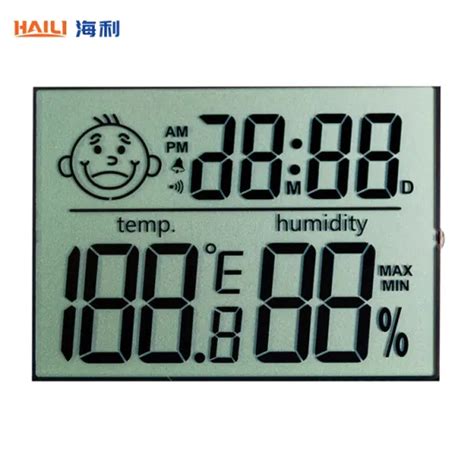 Custom Monochrome LCD Segment Display Tn Htn LCD Display For Temperature And Humidity Meter