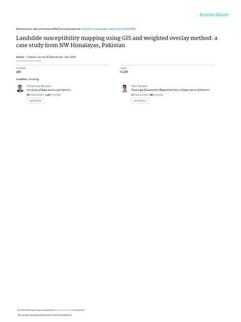 Landslide Susceptibility Mapping Using Gis And Weighted Overlay Pdf Landslide Geographic