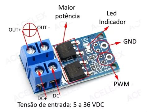 módulo de potência mosfet pwm 15a 400w arduino esp32 esp8266 mebuscar