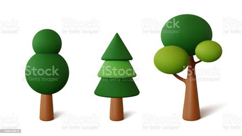 흰색 배경에 격리된 추상 트리를 설정합니다 3d 렌더링 벡터 그림 3차원 형태에 대한 스톡 벡터 아트 및 기타 이미지 3차원 형태 나무 숲 Istock