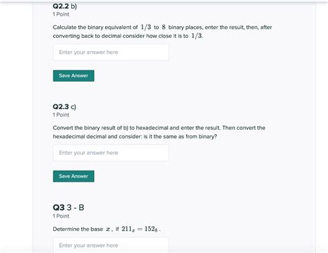 Solved Q22 B 1 Point Calculate The Binary Equivalent Of