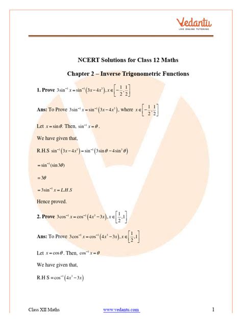 ncert solutions maths class 12 chapter 2 exercise 2 2 inverse