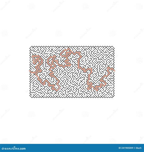 Labyrinth Rectangle Maze Game With Clue Or Key Stock Vector