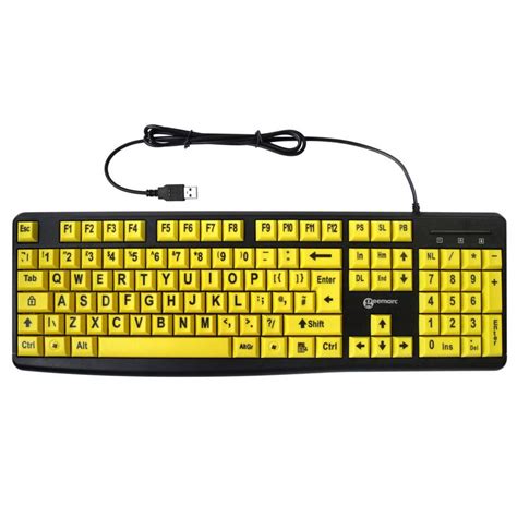 Large Yellow Key Black Print Keyboard Remtek Workplace