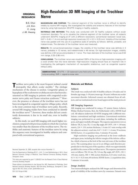 Pdf High Resolution 3d Mr Imaging Of The Trochlear Nerve Dokumentips