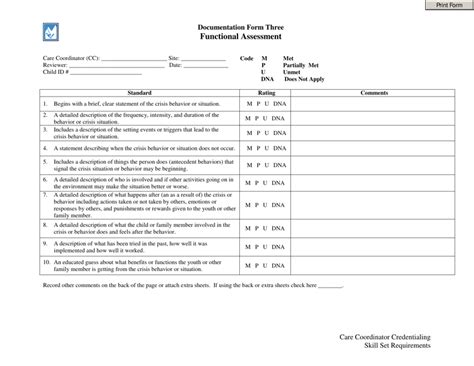 Functional Assessment Templates Pdf Download Fill And Print For Free