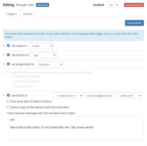 Workflow Actions Incident Tracker
