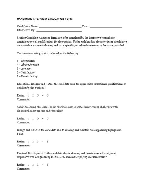 Candidate Evaluation Form Pdf Cognitive Science Computer Science