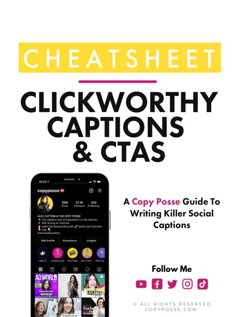 Free Guide Copy Posse Captions Cta Cheatsheet Pdf Copywriting
