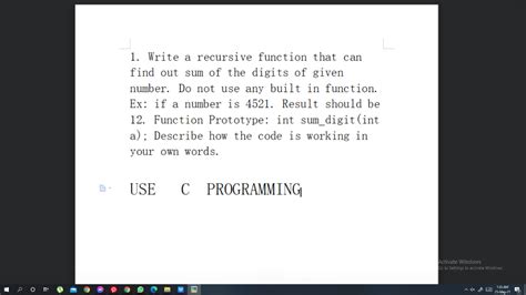 Solved 1 Write A Recursive Function That Can Find Out Sum