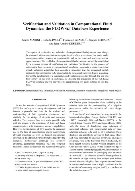 pdf verification and validation in computational fluid dynamics the