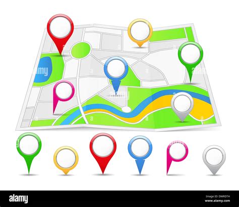 Abstract Map With Different Map Pins Stock Photo Alamy