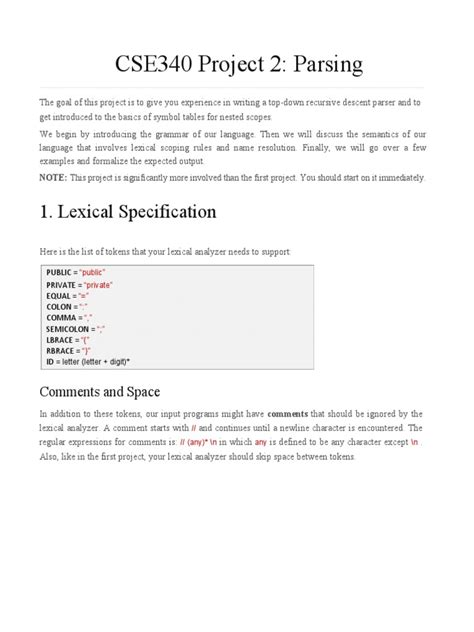 Cse340 Project2 Pdf Parsing Scope Computer Science