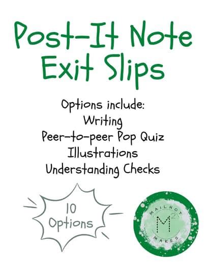 Sticky Note Exit Tickets By Mailhot Makes Tpt