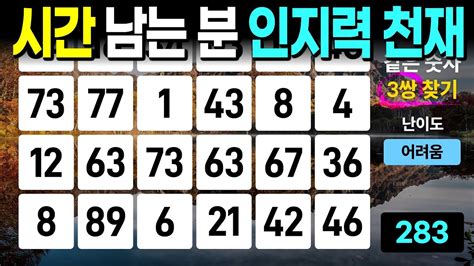 시간이 남는분은 대단한 인지력 같은숫자찾기 치매예방퀴즈 치매예방활동 숫자퀴즈 숫자찾기 단어퀴즈 치매테스트