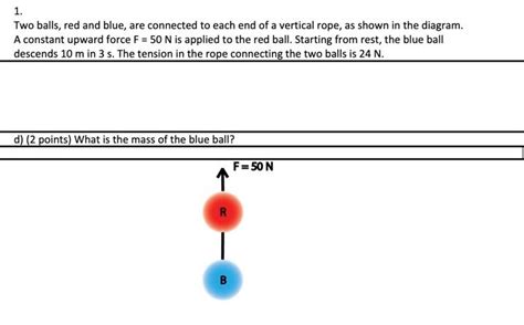 Solved Two Balls Red And Blue Are Connected To Each End Chegg Com