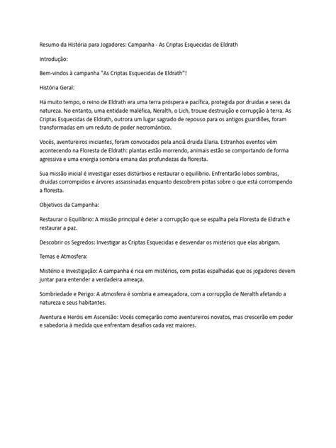 Campanha As Criptas Esquecidas De Eldrath Pdf