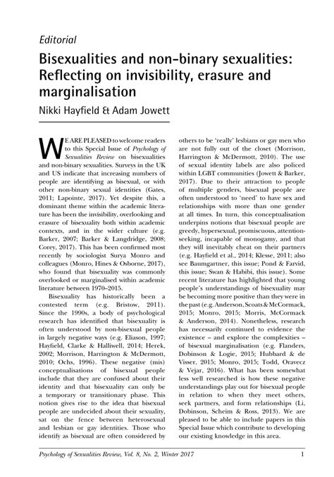 Pdf Bisexualities And Non Binary Sexualities Reflecting On